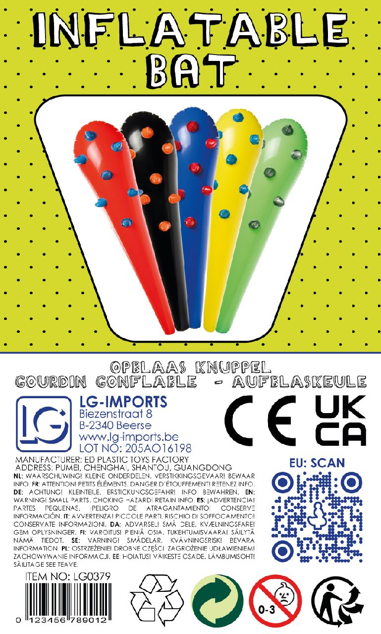 Inflatable baseball bat - club
